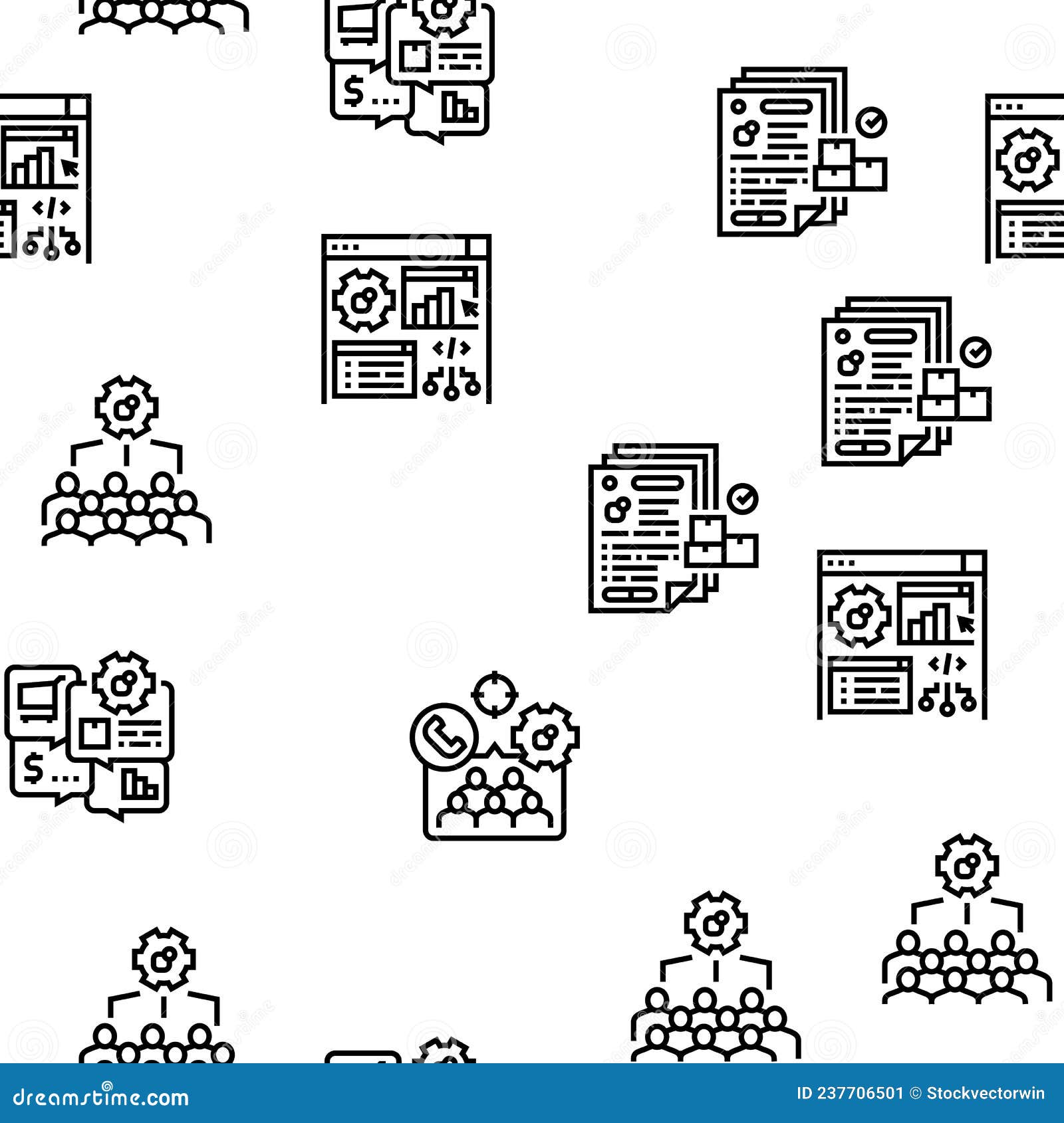 Erp Enterprise Resource Planning Vector Seamless Pattern Stock Vector ...