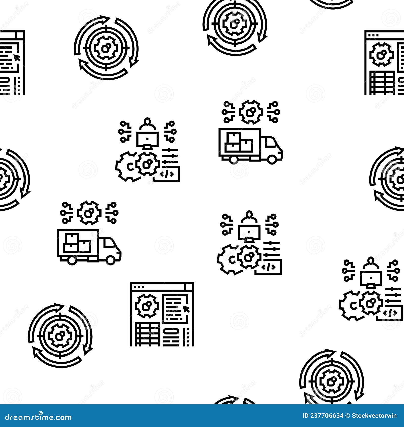 Erp Enterprise Resource Planning Vector Seamless Pattern Stock Vector ...