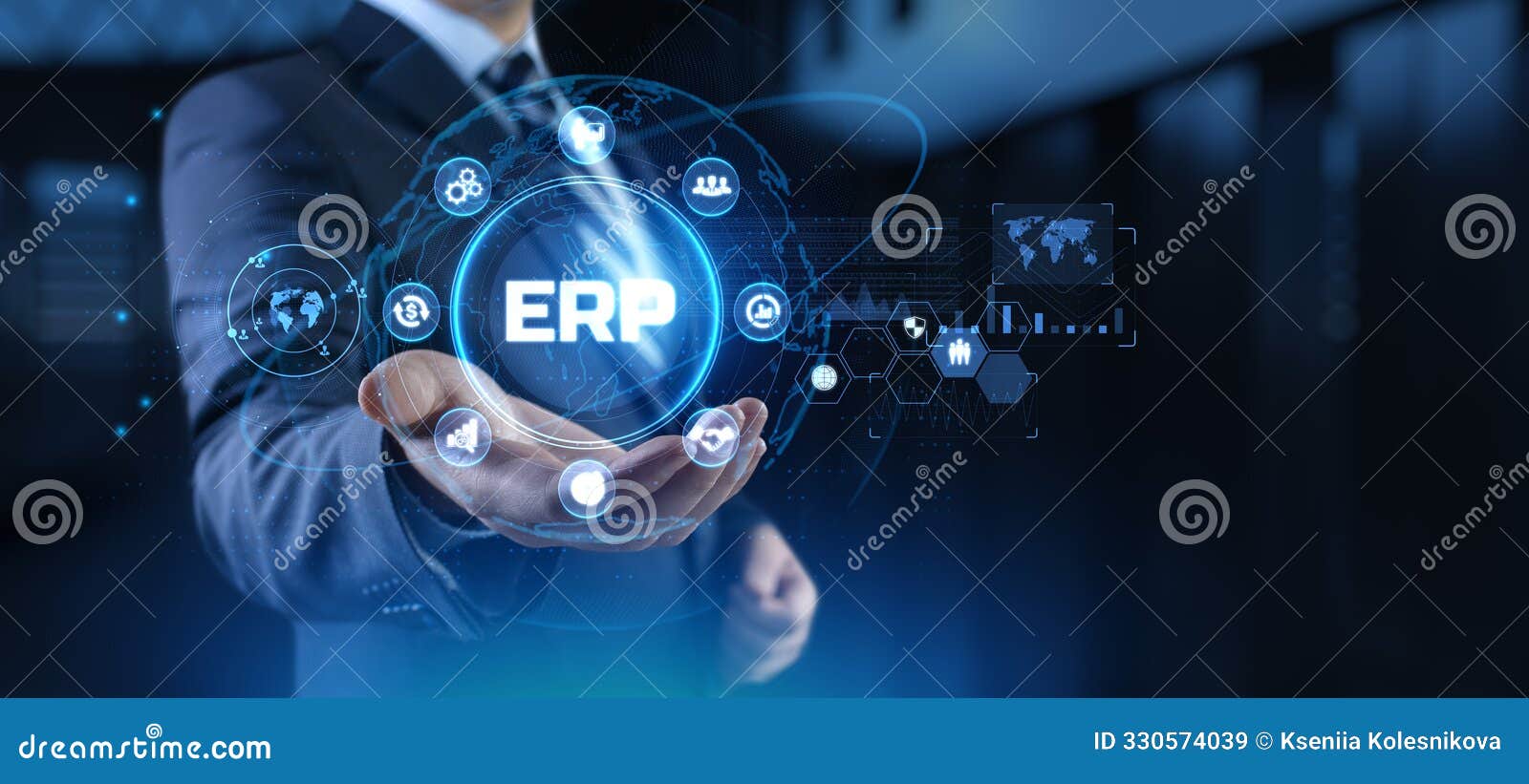 ERP Enterprise Resources Planning Software System Business Technology Concept Stock Illustration ...