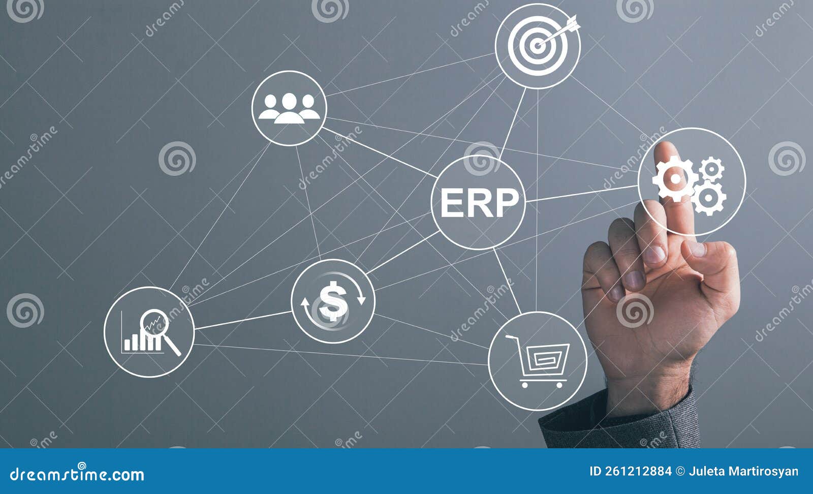 ERP and Icons on a Virtual Screen Stock Photo - Image of strategy ...