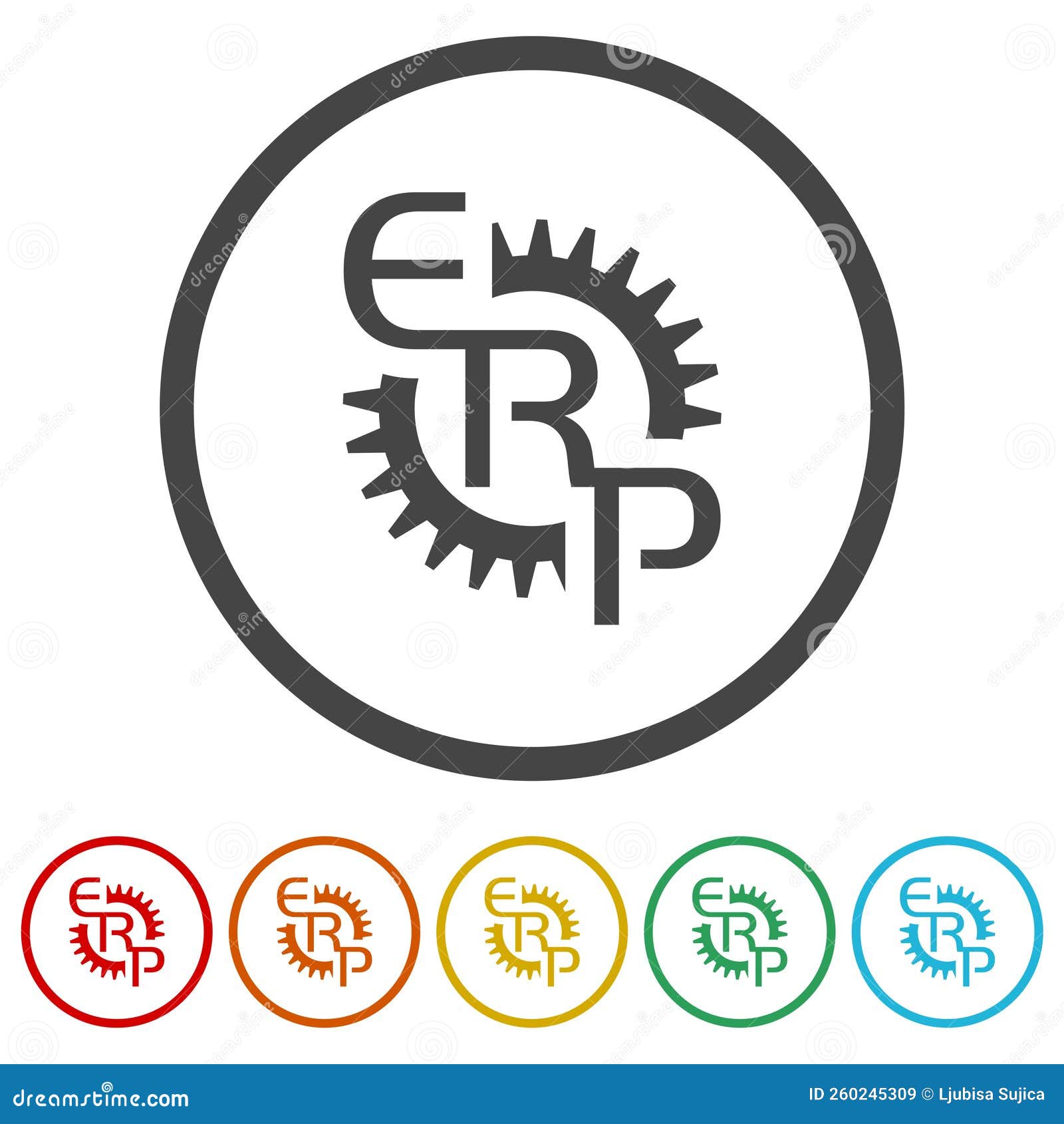 ERP Logo Icon. Set Icons in Color Circle Buttons Stock Vector ...