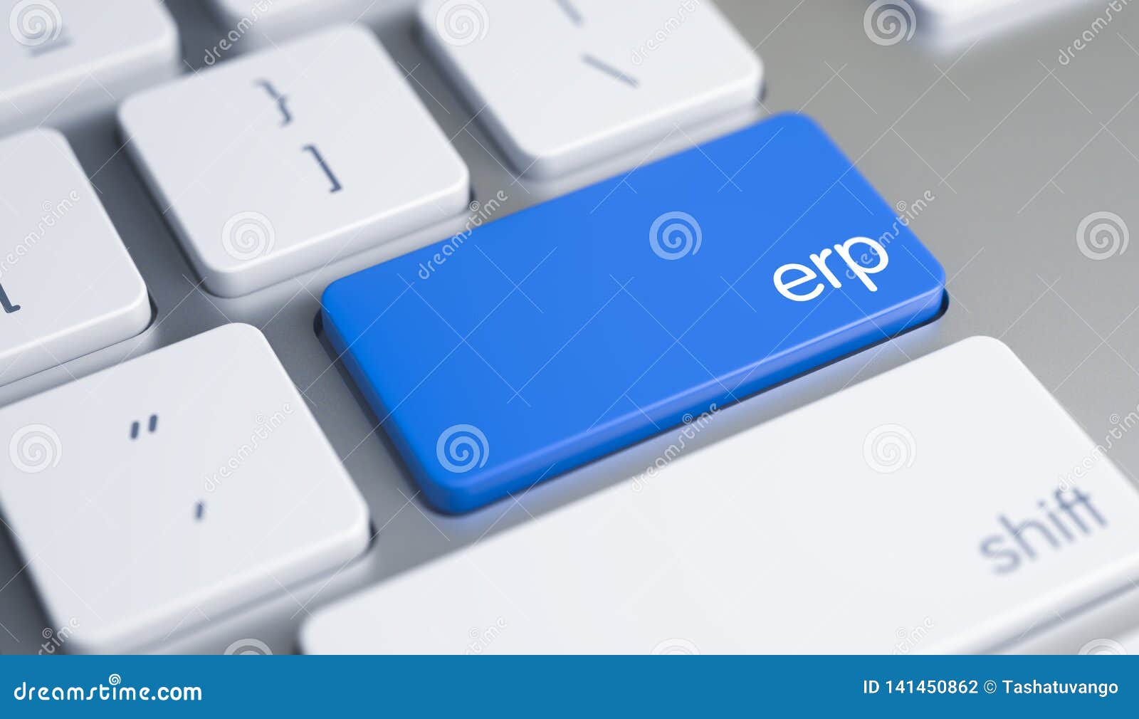 ERP - Message on Blue Keyboard Key. 3D. Stock Illustration ...