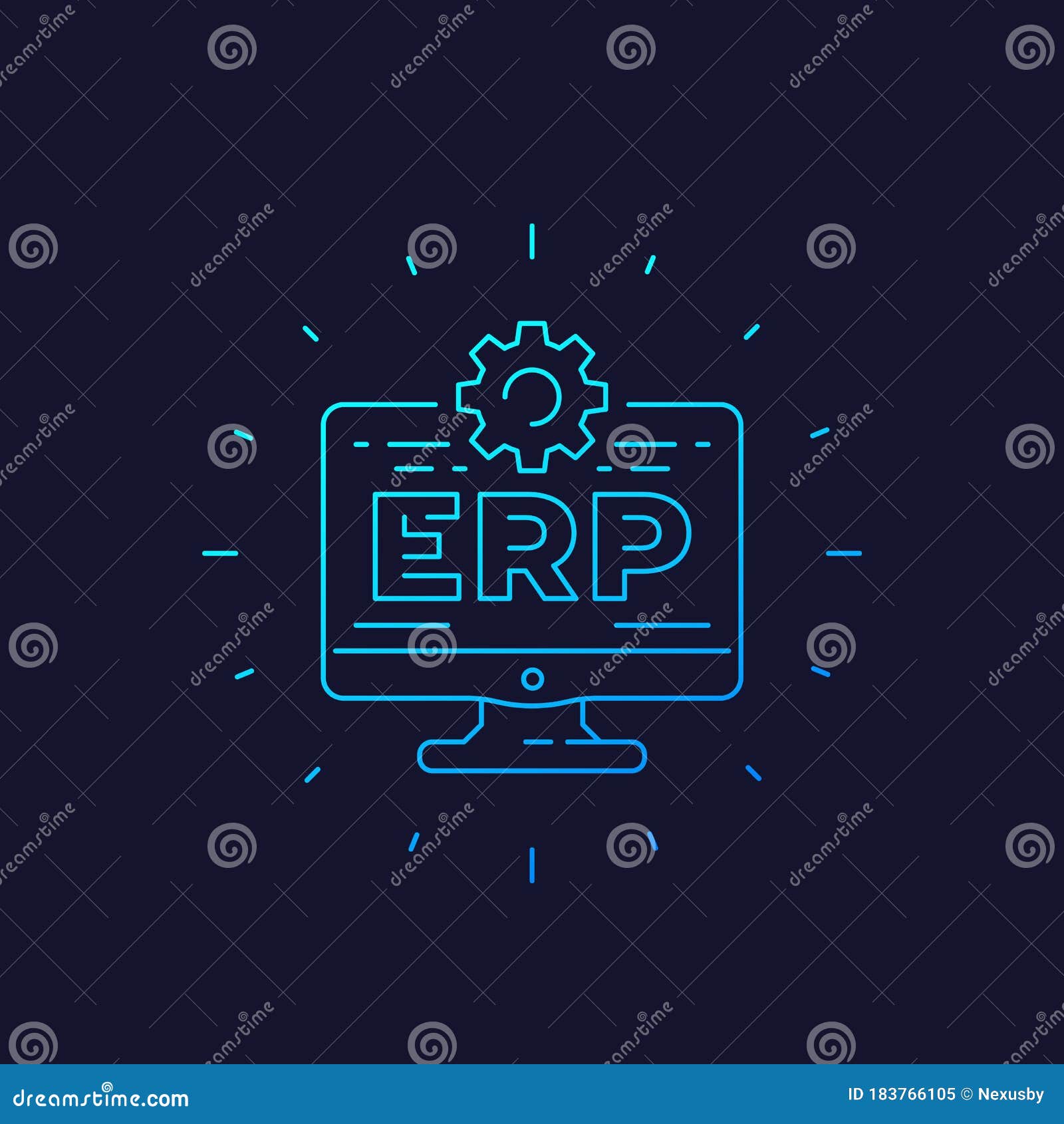 ERP Software Icon, Linear Style Vector Stock Vector - Illustration of ...