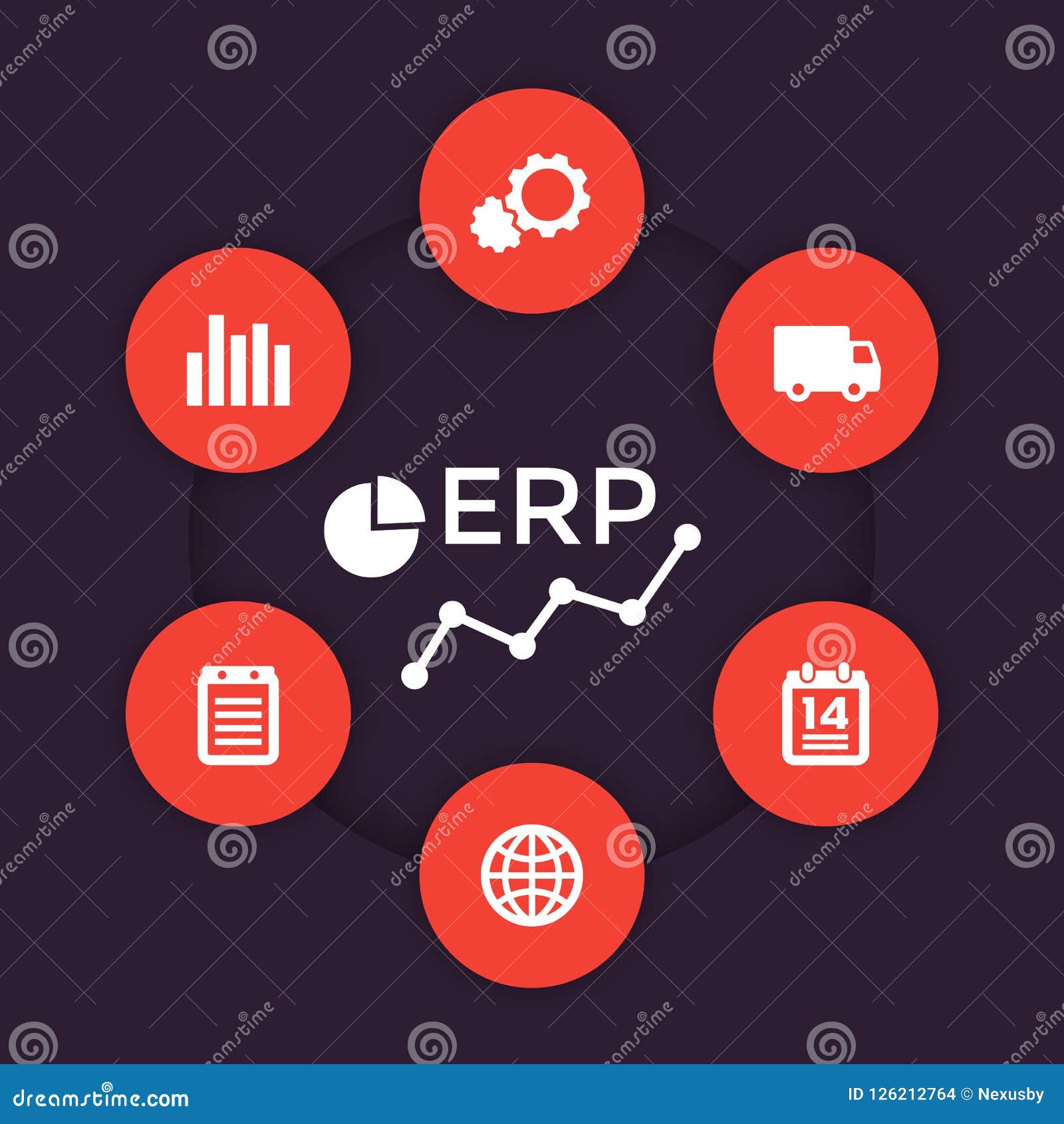 ERP software vector icons stock vector. Illustration of global - 126212764