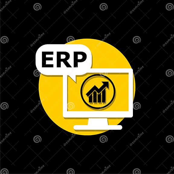 ERP System Software Icon Isolated on Black Background Stock Vector ...