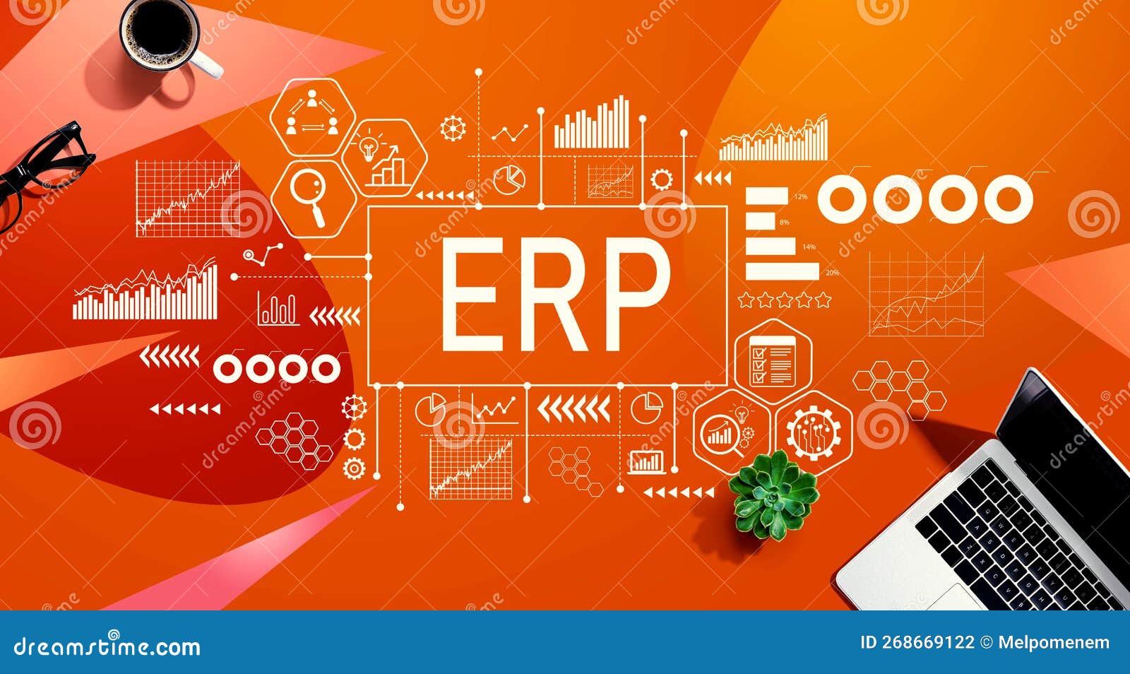 ERP Theme with a Laptop Computer Stock Photo - Image of tech ...