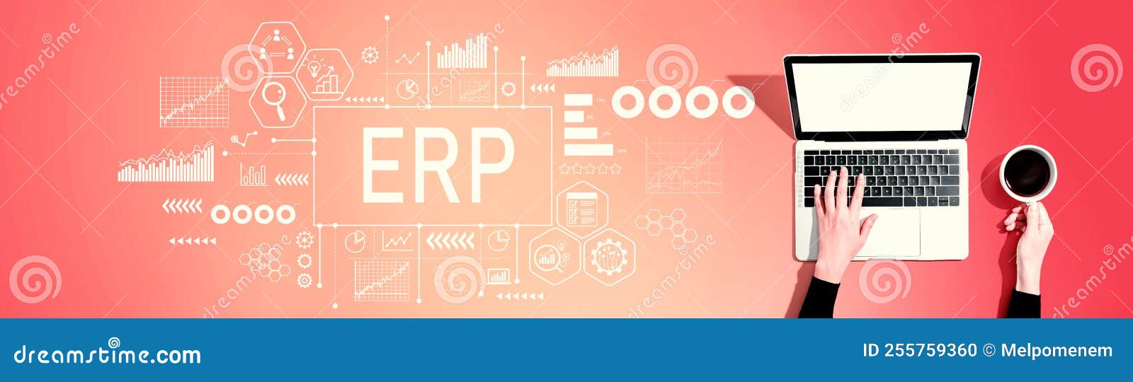 ERP Theme with Person Using a Laptop Stock Photo - Image of planning ...