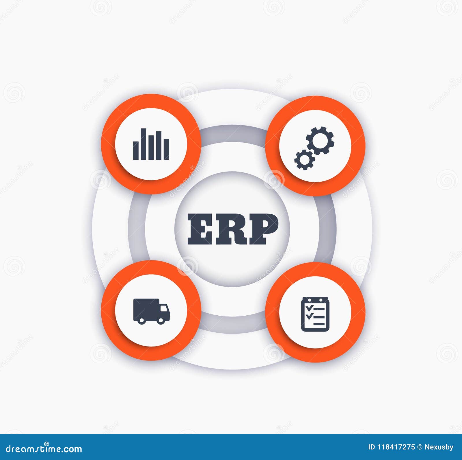 ERP vector infographics stock vector. Illustration of analysis - 118417275