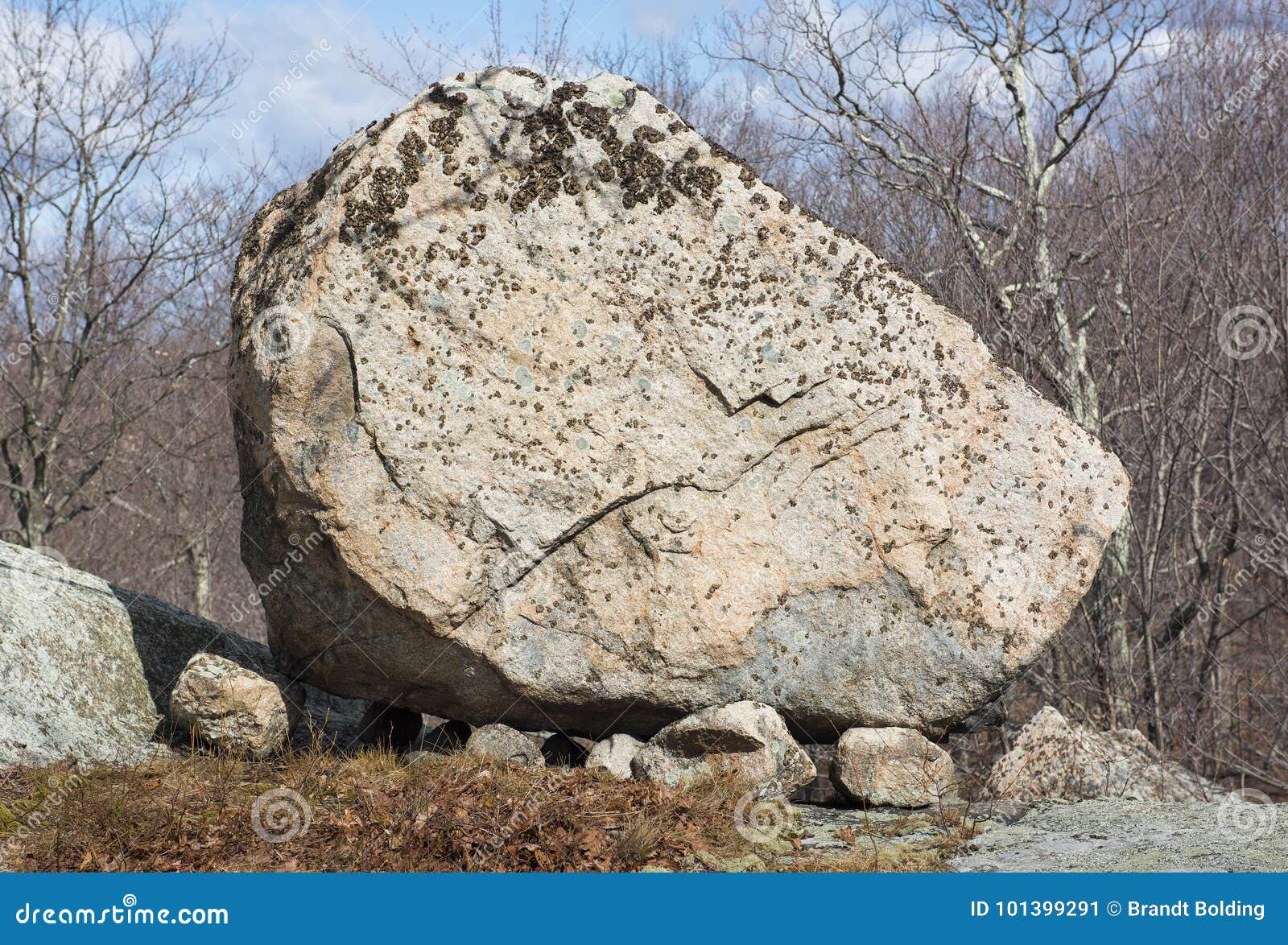 Erratic Boulder Perched on Top of Small Rocks Stock Image - Image of ...