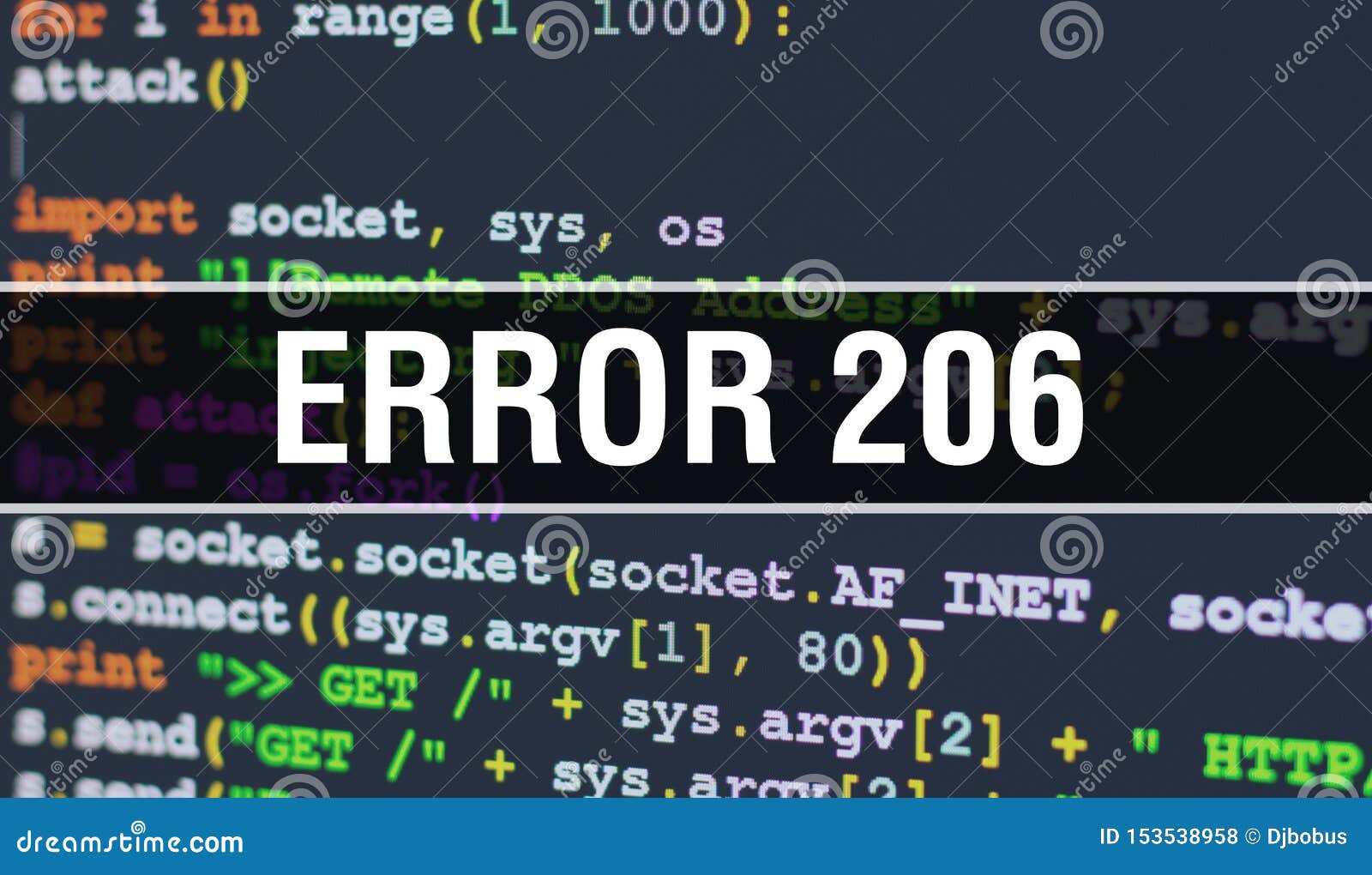 Error 206 with Abstract Technology Binary Code Background.Digital ...