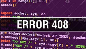 Error 408 With Abstract Technology Binary Code Background Digital