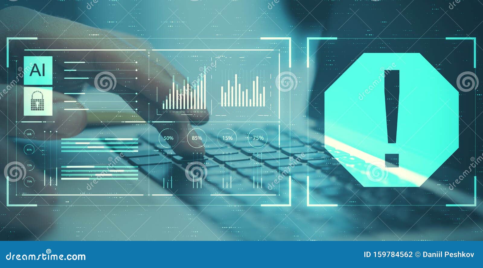 Error and ai concept stock photo. Image of attack, exclamation - 159784562