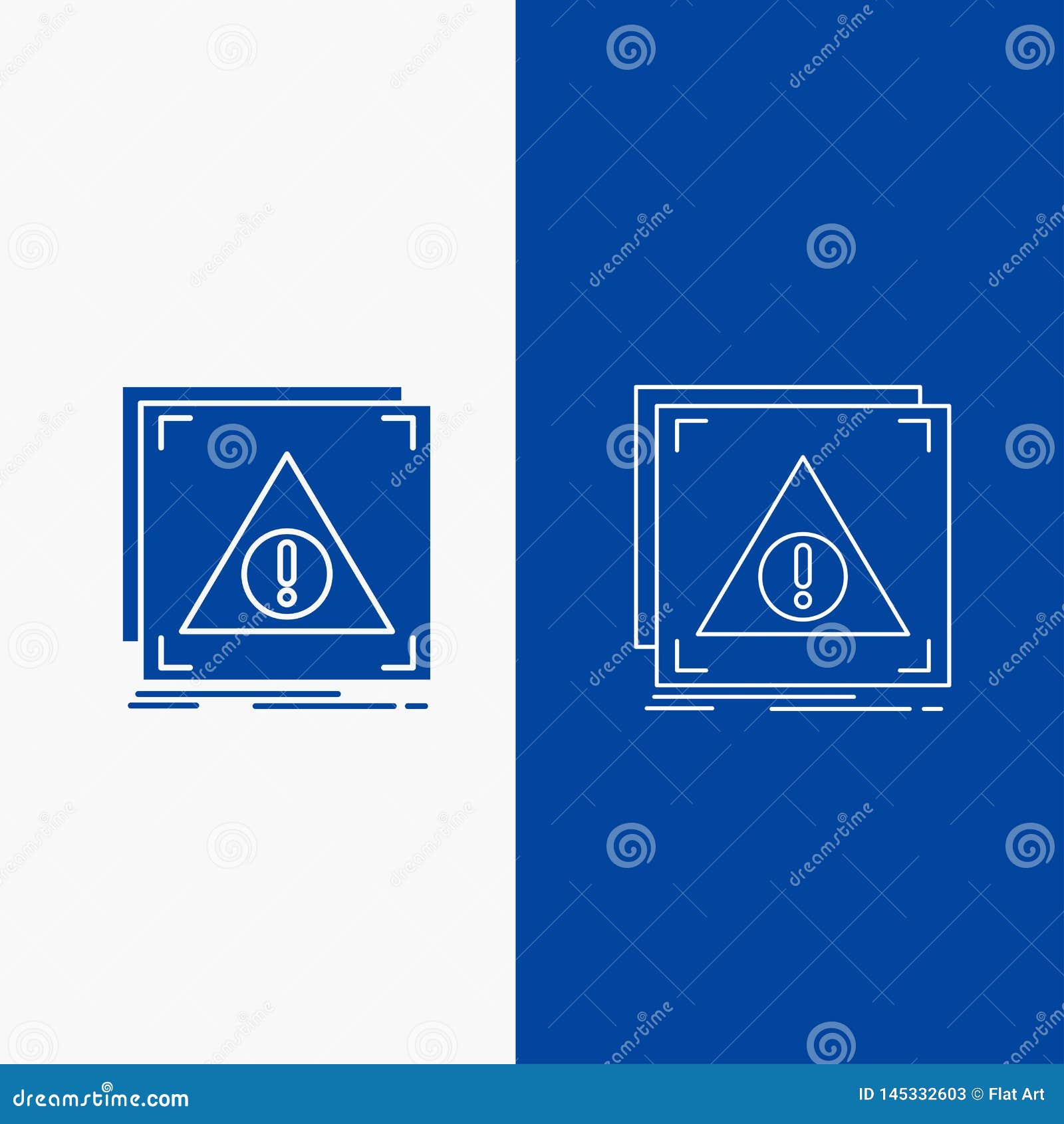 Error, Application, Denied, Server, Alert Line and Glyph Web Button in Blue Color Vertical ...