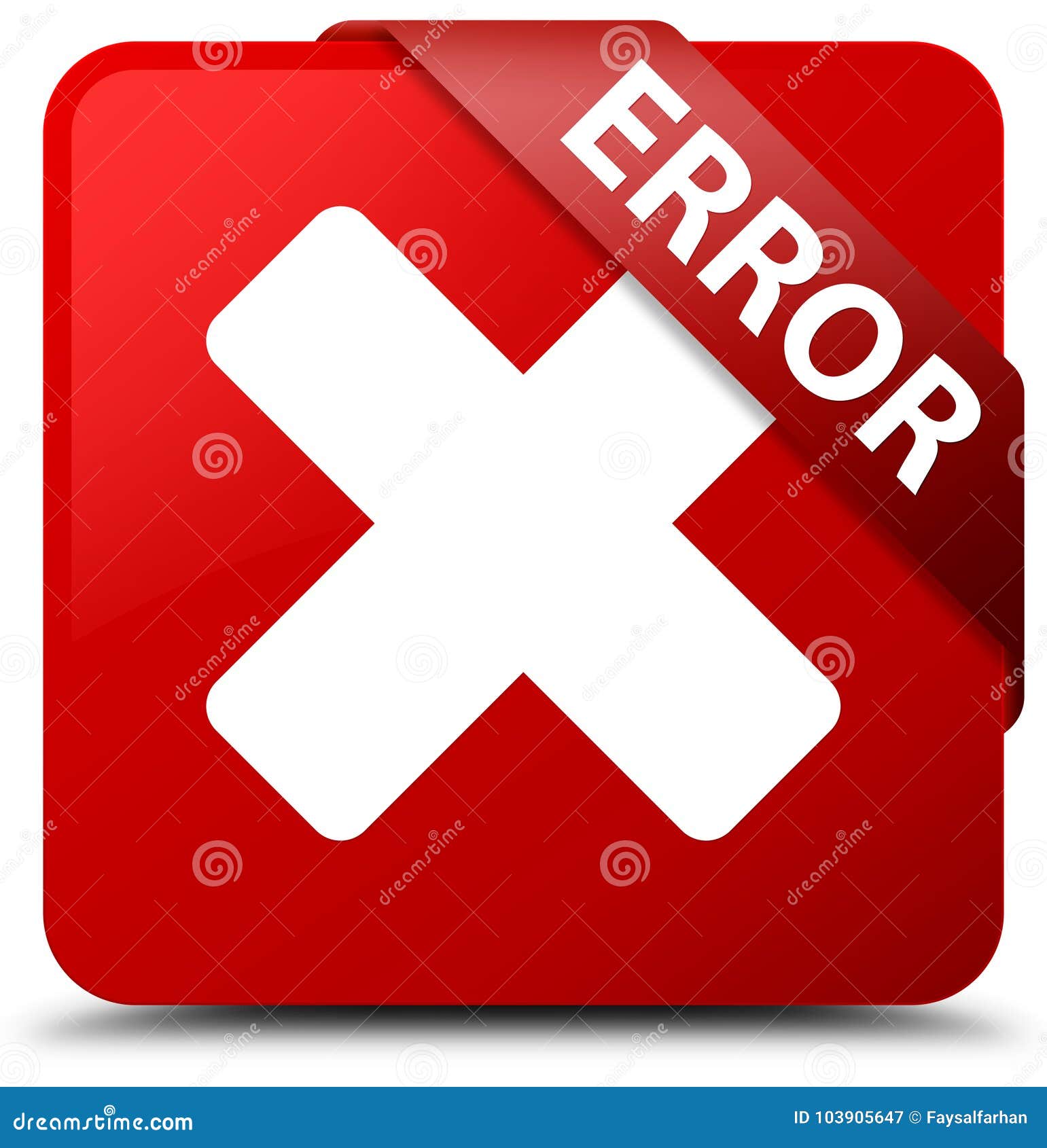Error (cancel Icon) Red Square Button Red Ribbon in Corner Stock ...