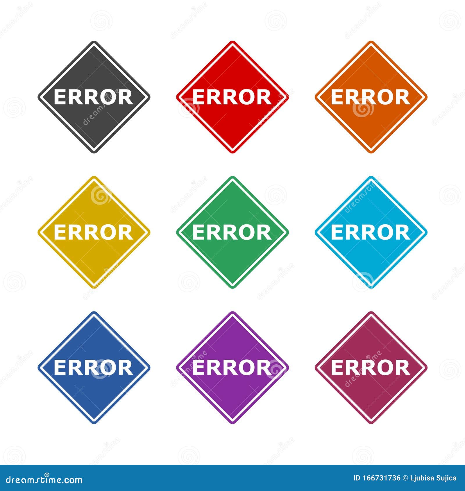 Error Color Icon Set Isolated on White Background Stock Illustration ...