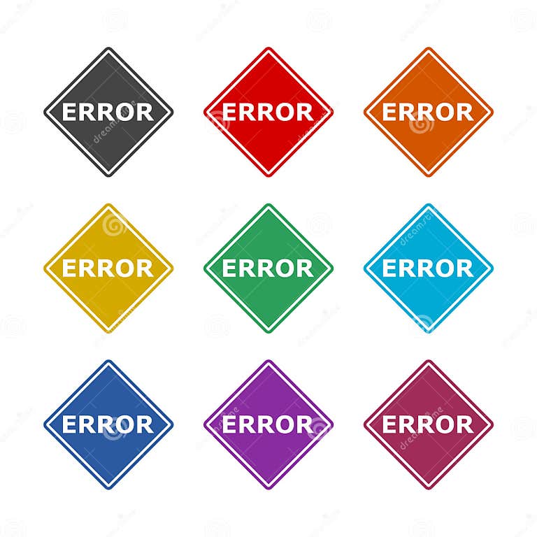 Error Color Icon Set Isolated on White Background Stock Illustration ...
