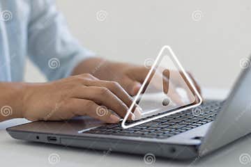 Error and Maintenance Concept. Businessman Typing on Laptop Computer ...