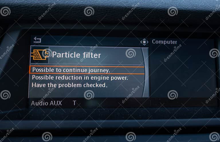 Error Message from the Cars on Board Computer Warning that Particle ...