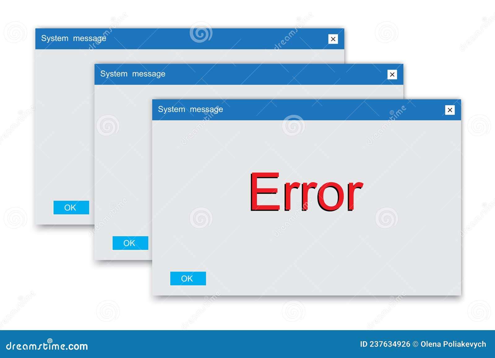Error Message Computer Icon. Warning Sign. Many Popup Windows ...