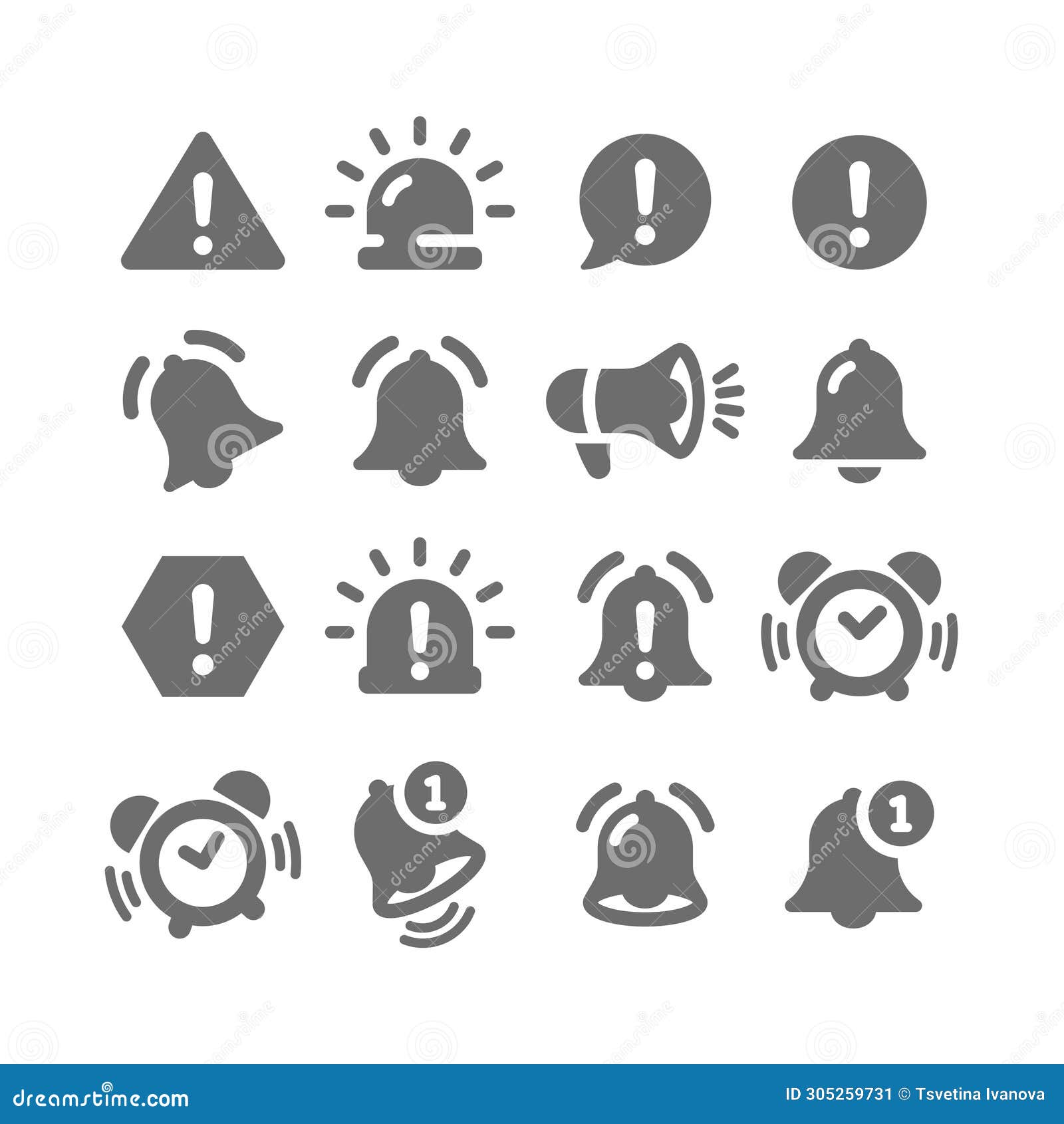Error Message and Signal, Notification Icon Set Stock Vector ...