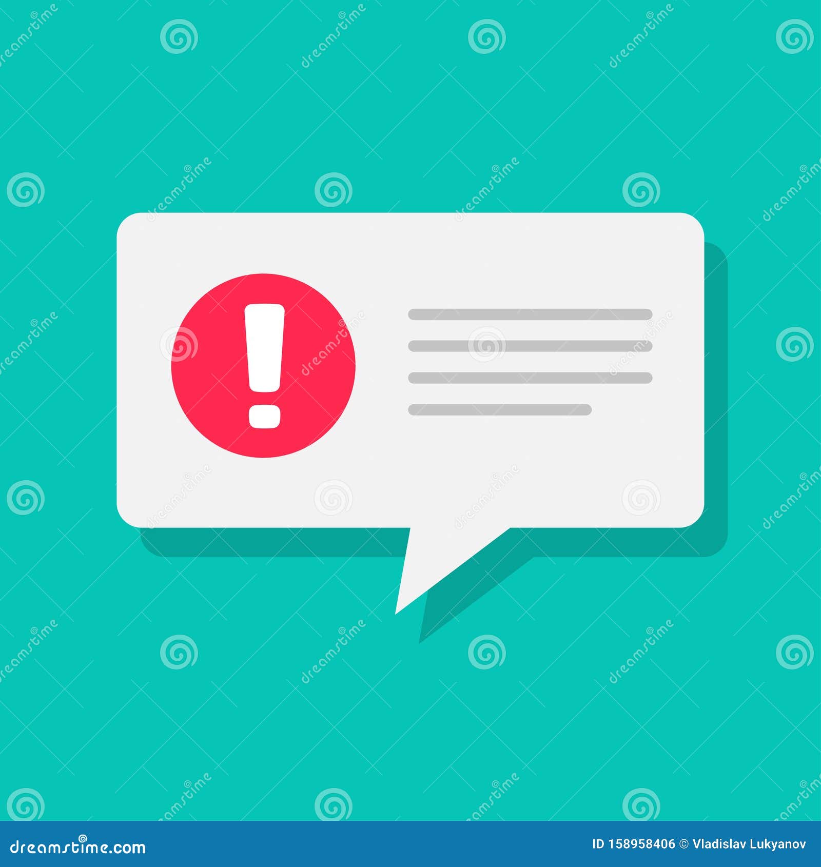 Error Message Vector Illustration, Flat Cartoon Red Exclamation Alert ...