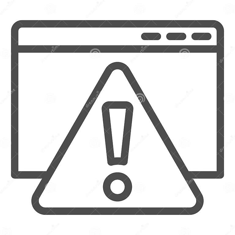 Error Message on Web Page Line Icon. Website with Attention Triangle Stock Vector - Illustration ...