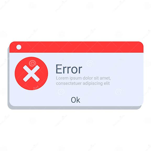 Error Message Window with Red Cross Mark Appearing on Screen Stock ...