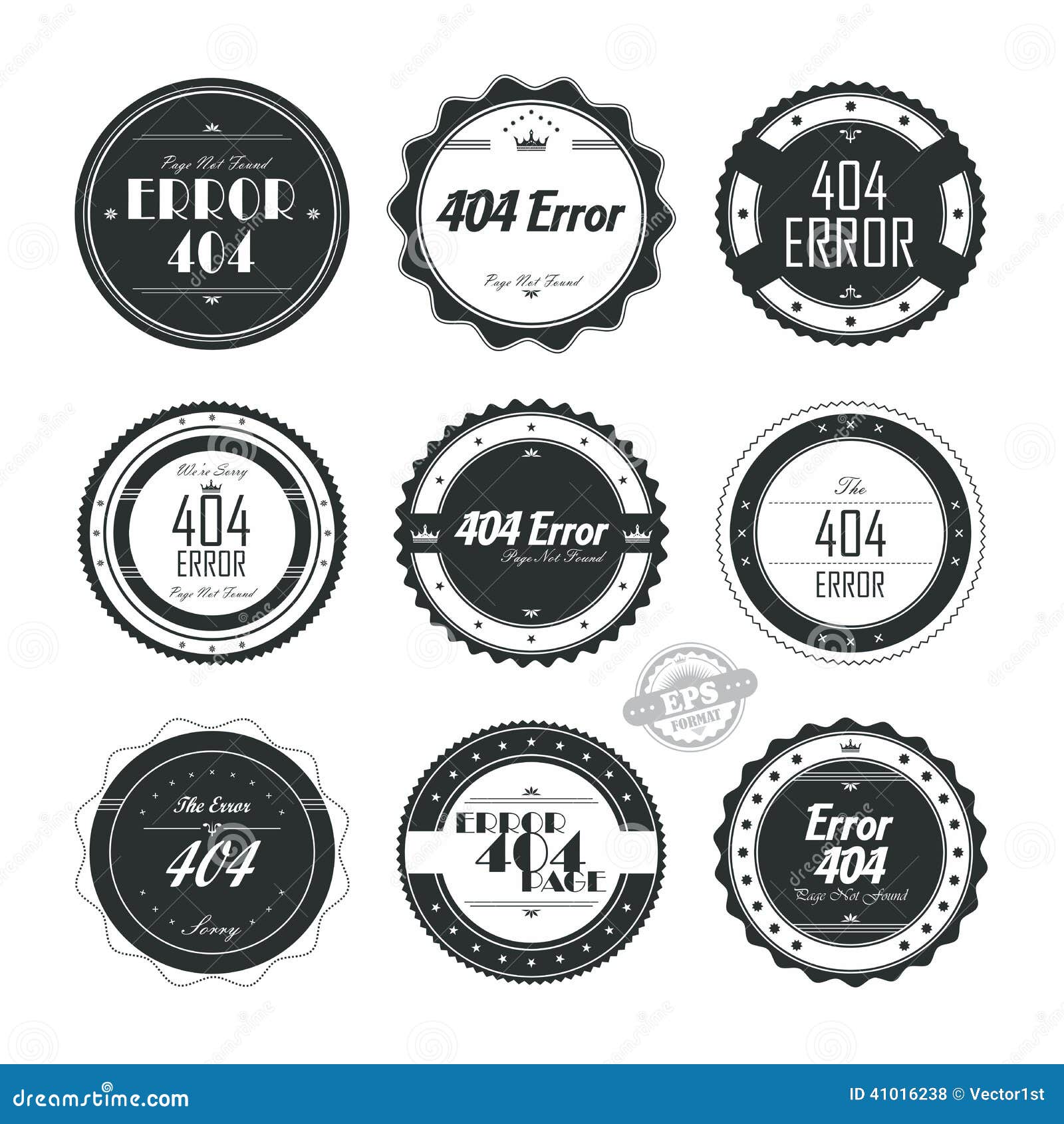 Error Page Theme Label Sticker Stock Vector - Illustration of shape ...