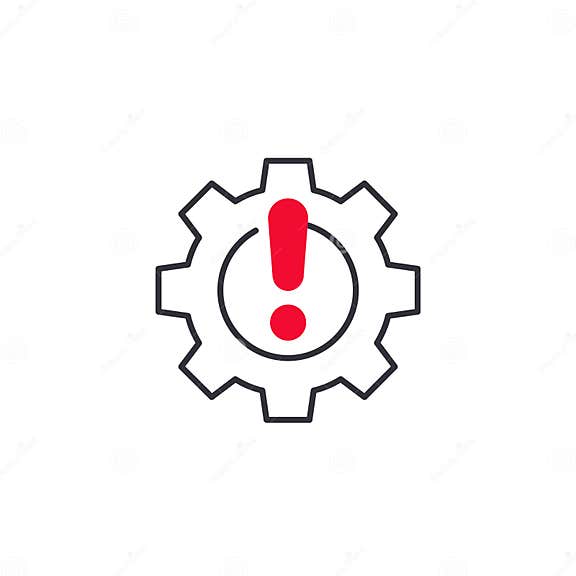 Error in Process Icon with a Gear Stock Vector - Illustration of ...