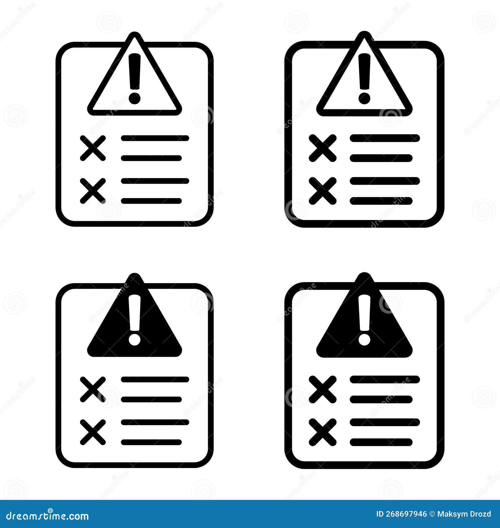 Error Report Icon, Failed Test Vector Icon. Stock Vector - Illustration ...