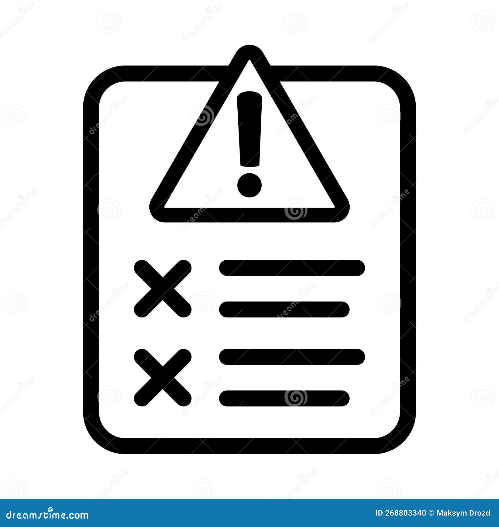 Error Report Icon, Failed Test Vector Icon. Stock Vector - Illustration ...