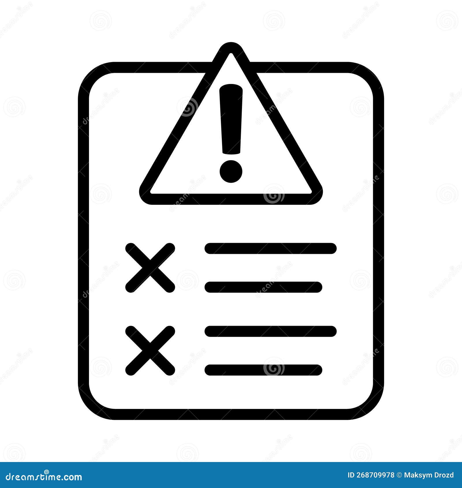 Error Report Icon, Failed Test Vector Icon. Stock Vector - Illustration ...