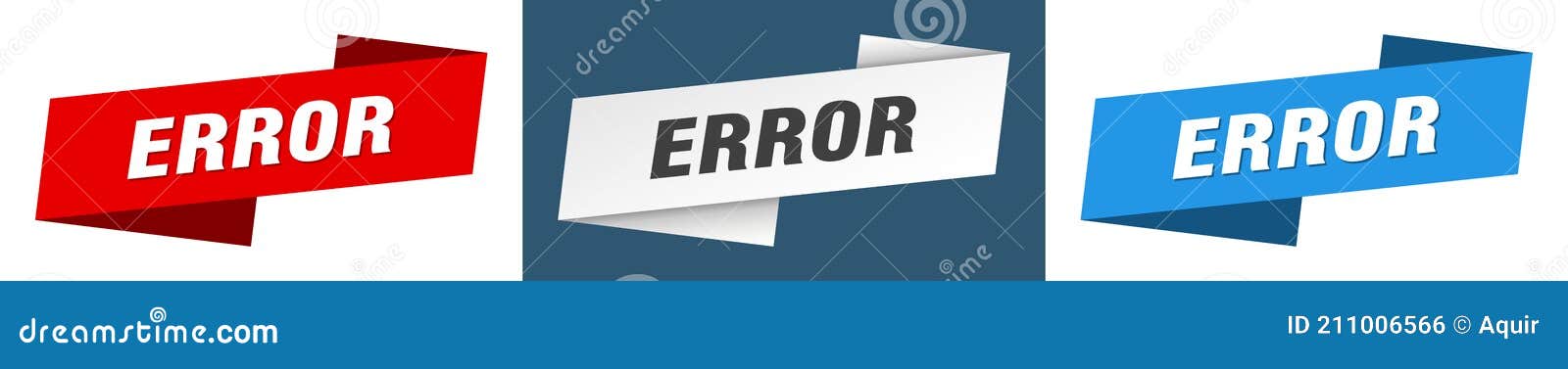 Error Banner. Error Ribbon Label Sign Set Stock Vector - Illustration ...