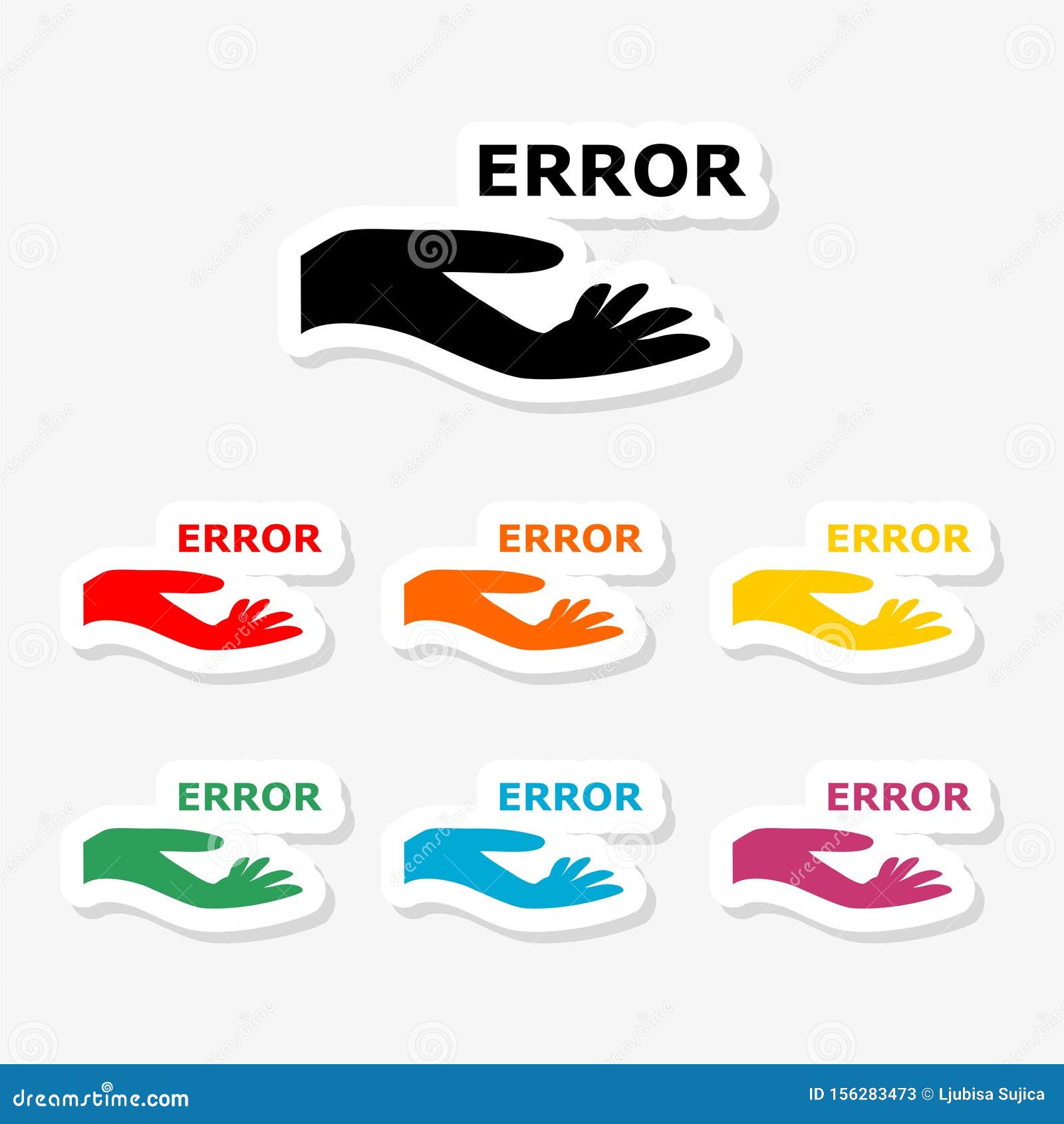 Error Sign Sticker Icons Set Stock Vector - Illustration of blue ...