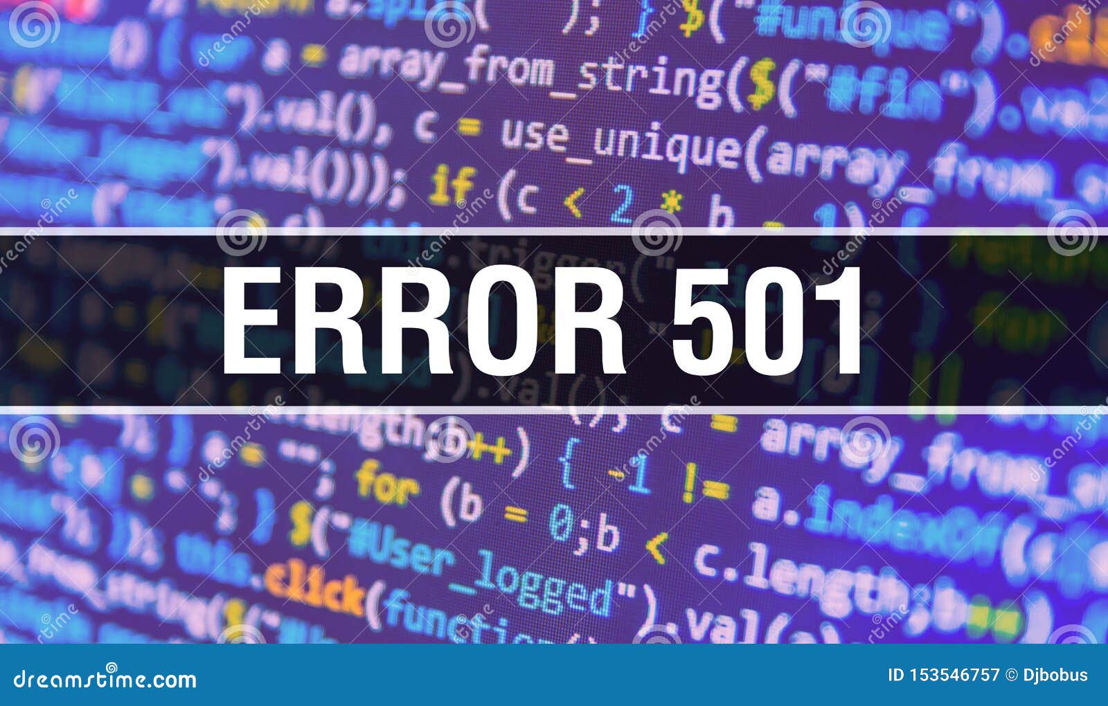 Error 501 Text Written on Programming Code Abstract Technology ...