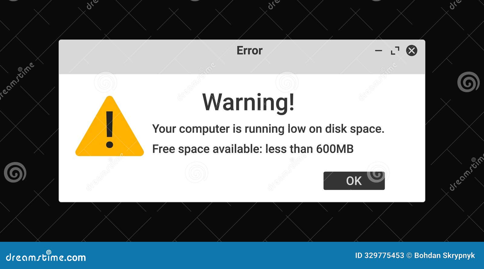 Error Window on Computer Interface. Stock Vector - Illustration of security, modern: 329775453