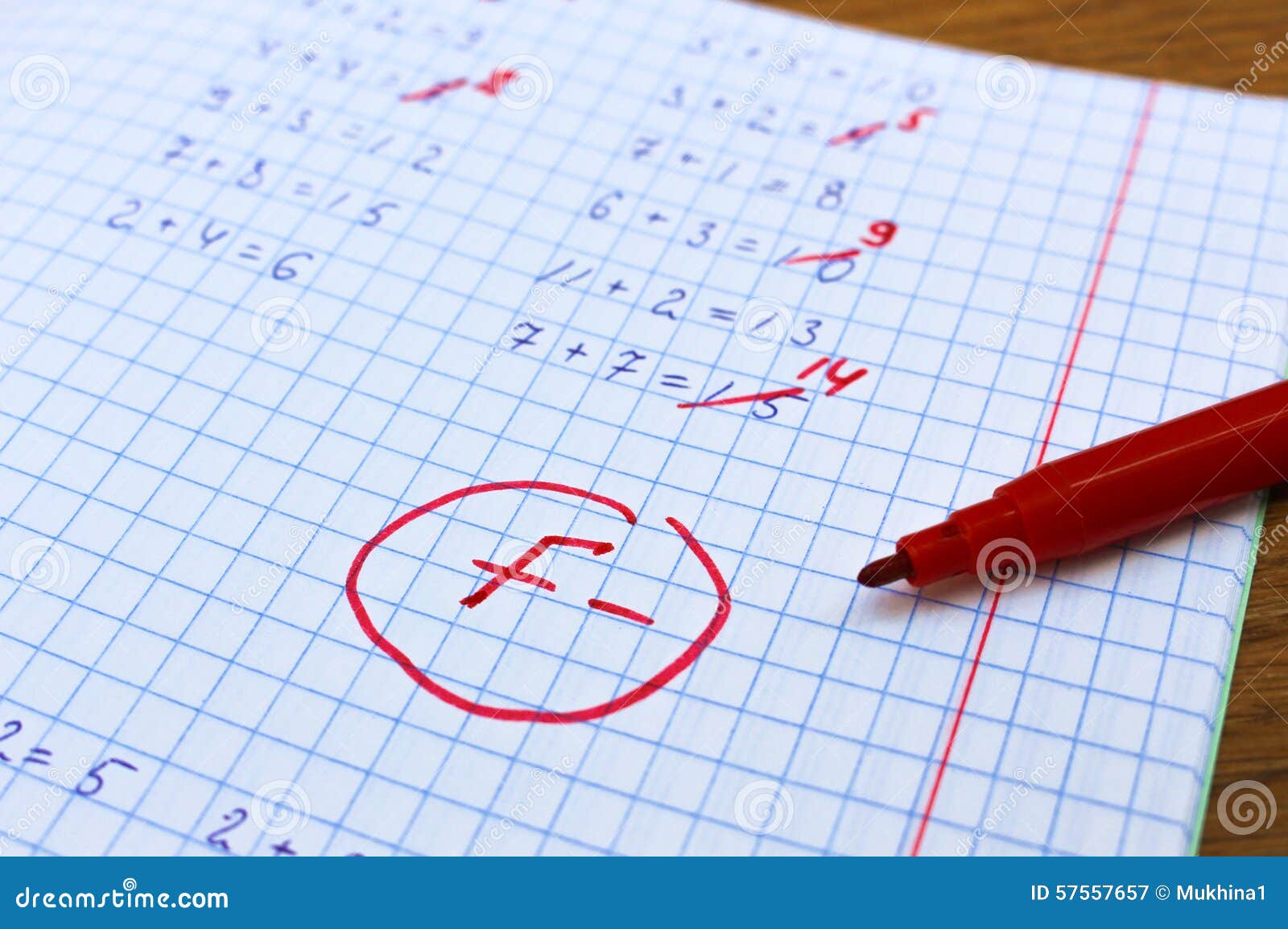 Errors Corrected in Red Pen in a Notebook. Stock Image - Image of grade ...