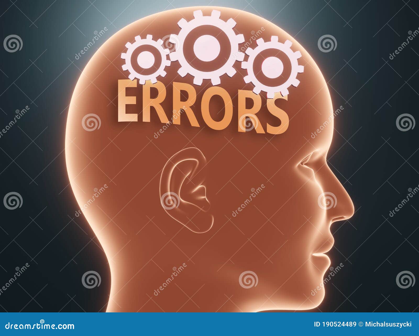 Errors Inside Human Mind - Pictured As Word Errors Inside a Head with ...