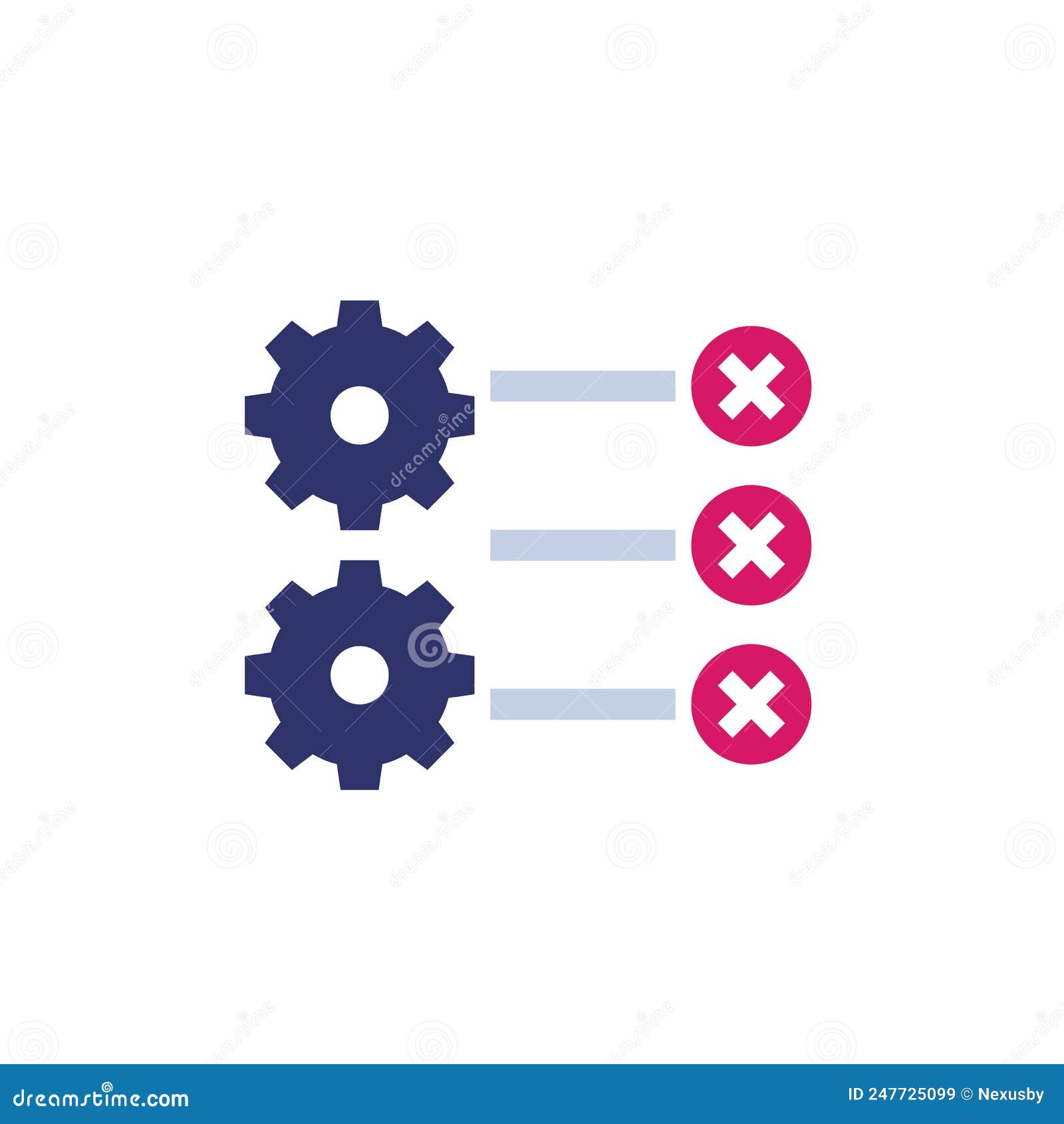 Errors in Process Icon with Gears Stock Vector - Illustration of fail ...