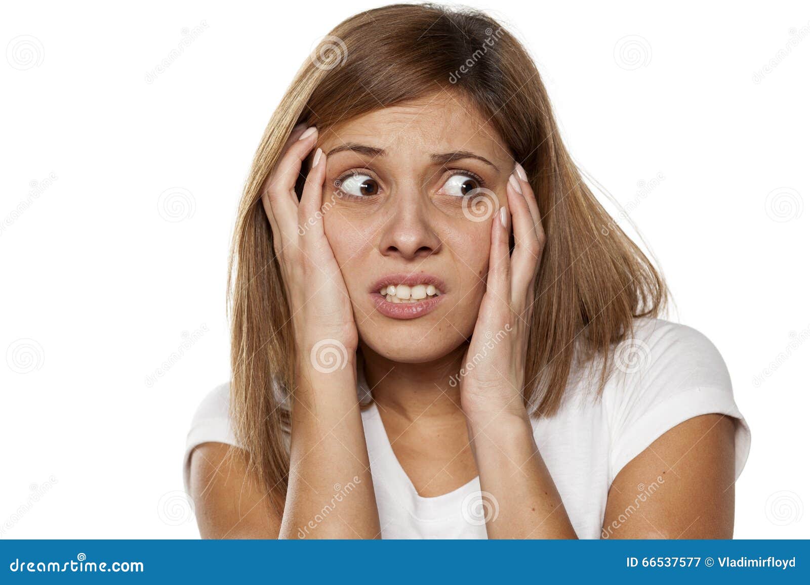Erschrocken Und Entsetzt Stockbild Bild Von Frau Entsetzt 66537577