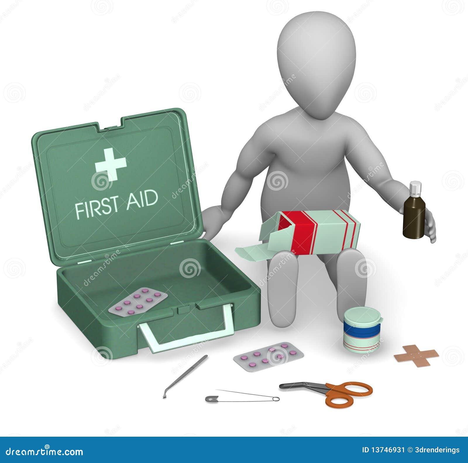 Erste ERSTE HILFE stock abbildung. Illustration von humanoiden - 13746931