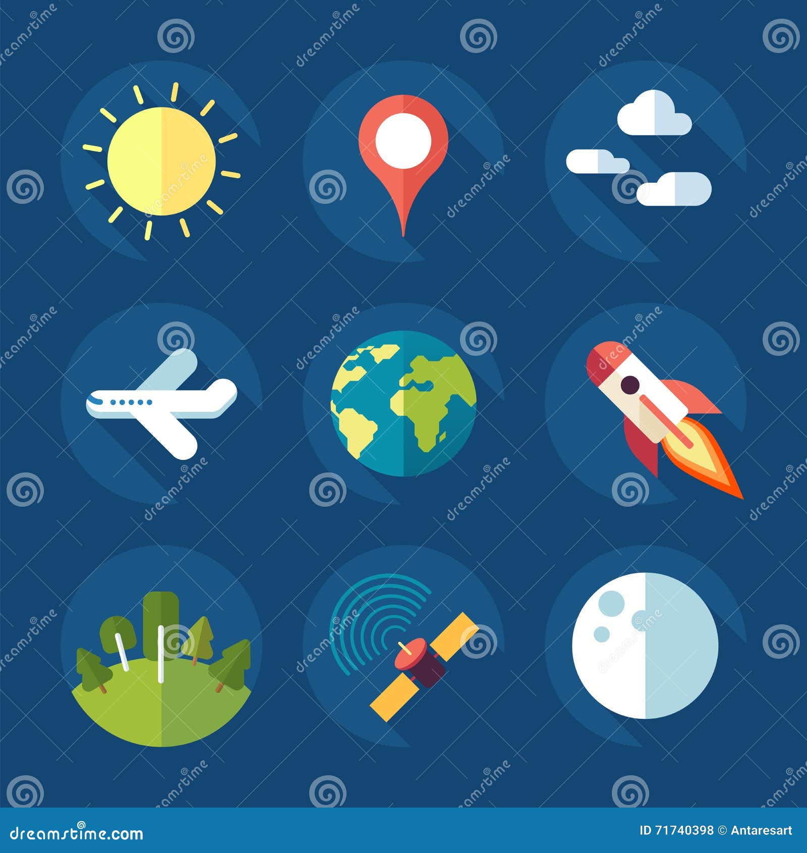 Erth Symol Icon Set - Nature And Communication Vector Illustration ...