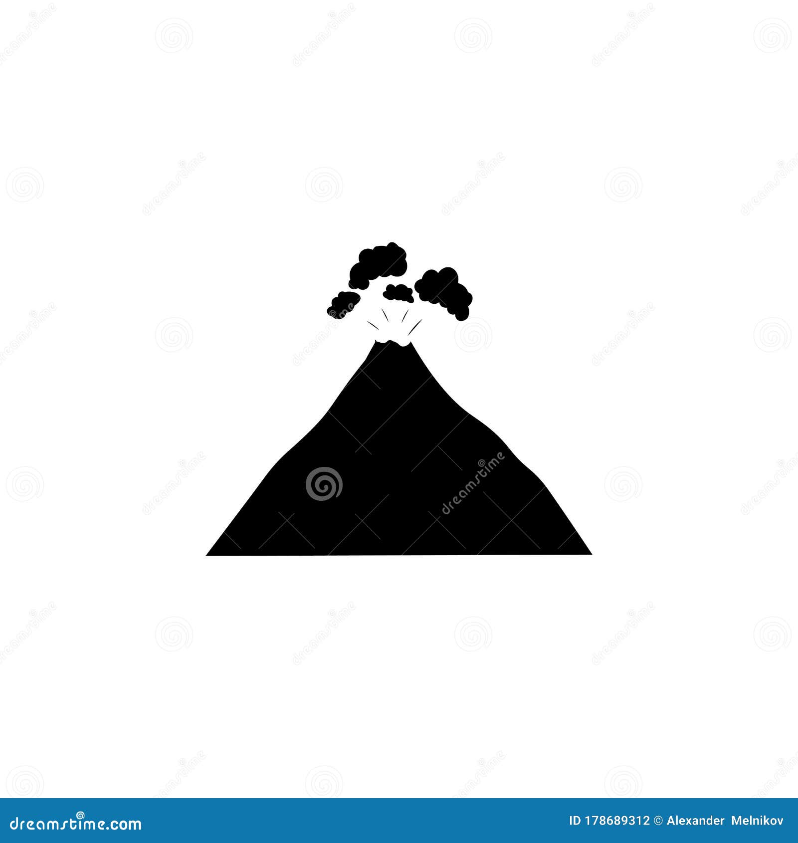 Erupt Volcano Black Sign Icon. Vector Illustration Eps 10 Stock ...