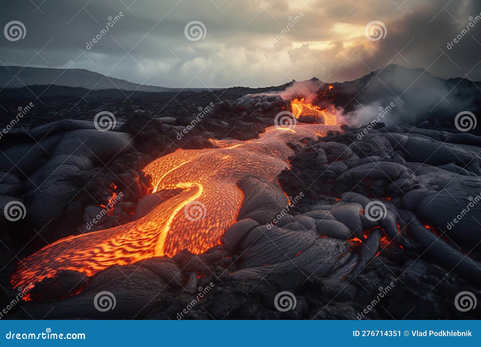 Erupting Volcano Set Vector Flat Illustration. Natural Volcanic ...