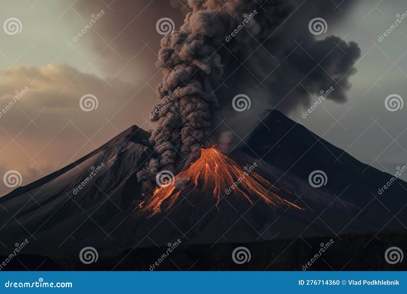 Erupting volcano stock illustration. Illustration of rocks - 276714360