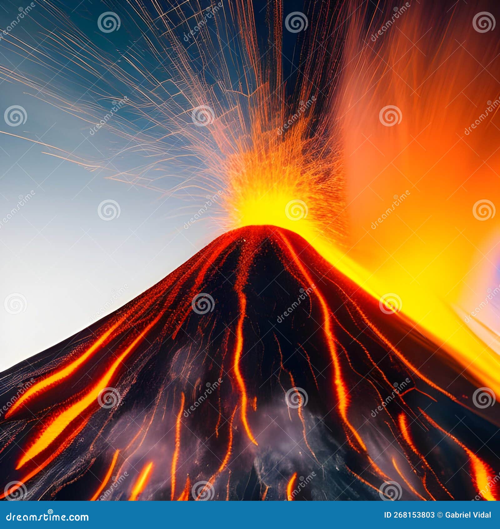 Erupting Volcano Created Using Generative AI Stock Image - Image of ...