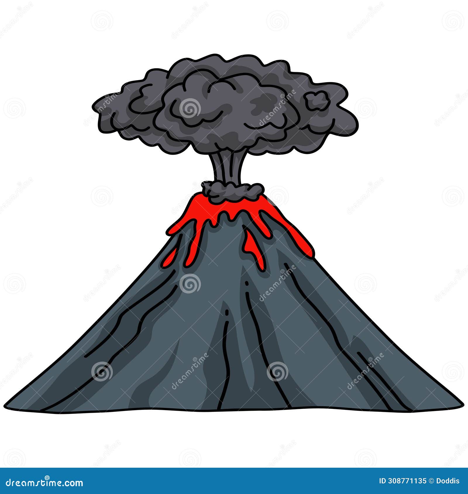 Erupting Volcano Drawing Vector Illustration Stock Vector ...