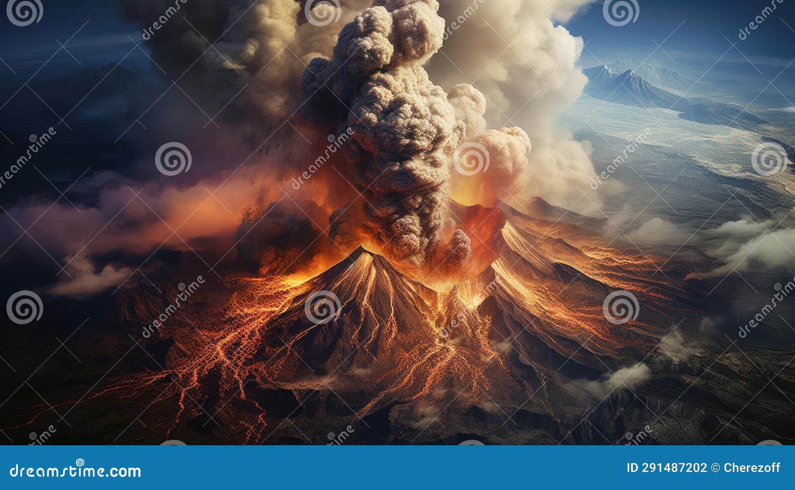 An erupting volcano stock photo. Image of active, volcanic - 291487202