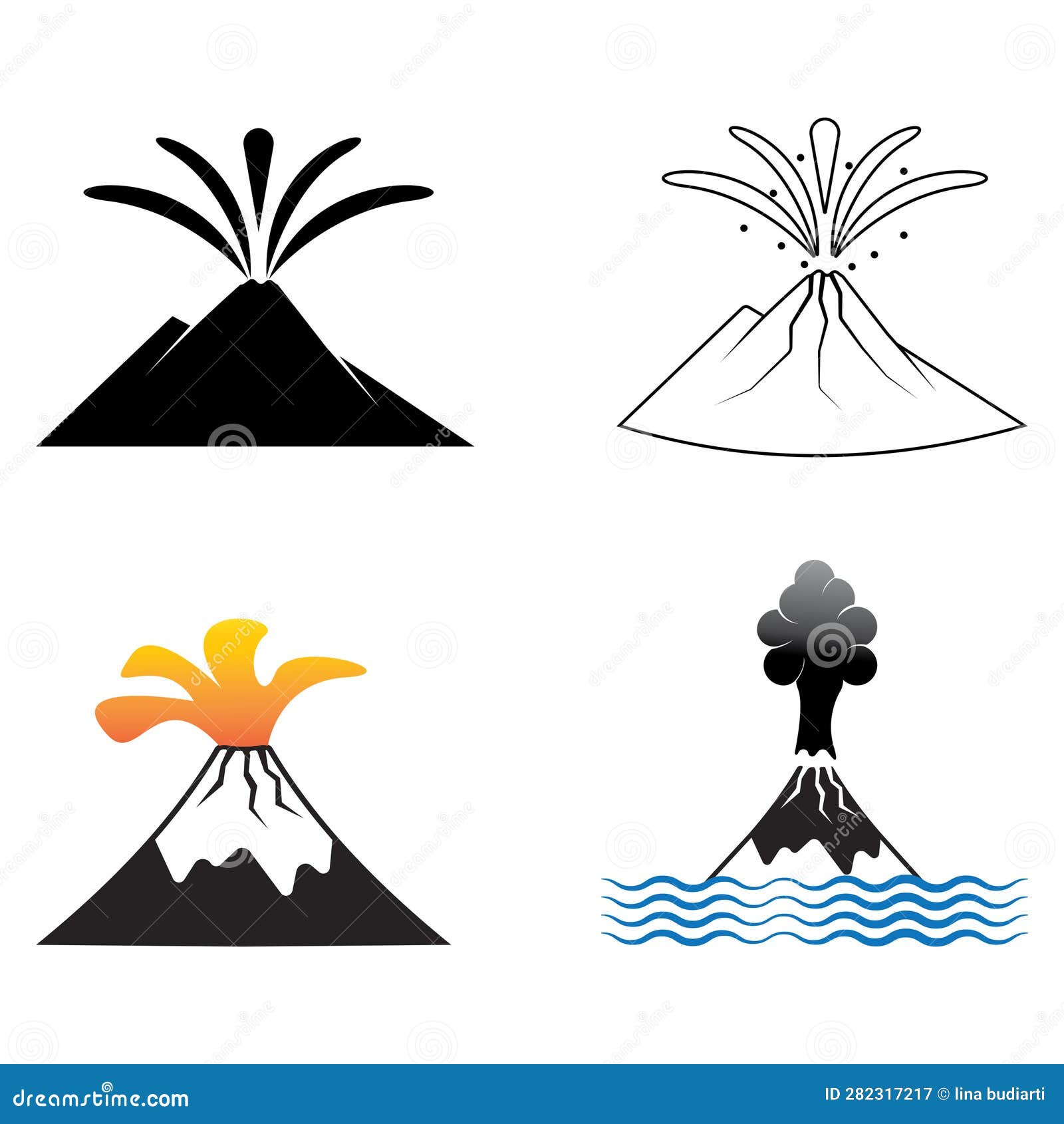 Erupting volcano icon stock vector. Illustration of eruption - 282317217