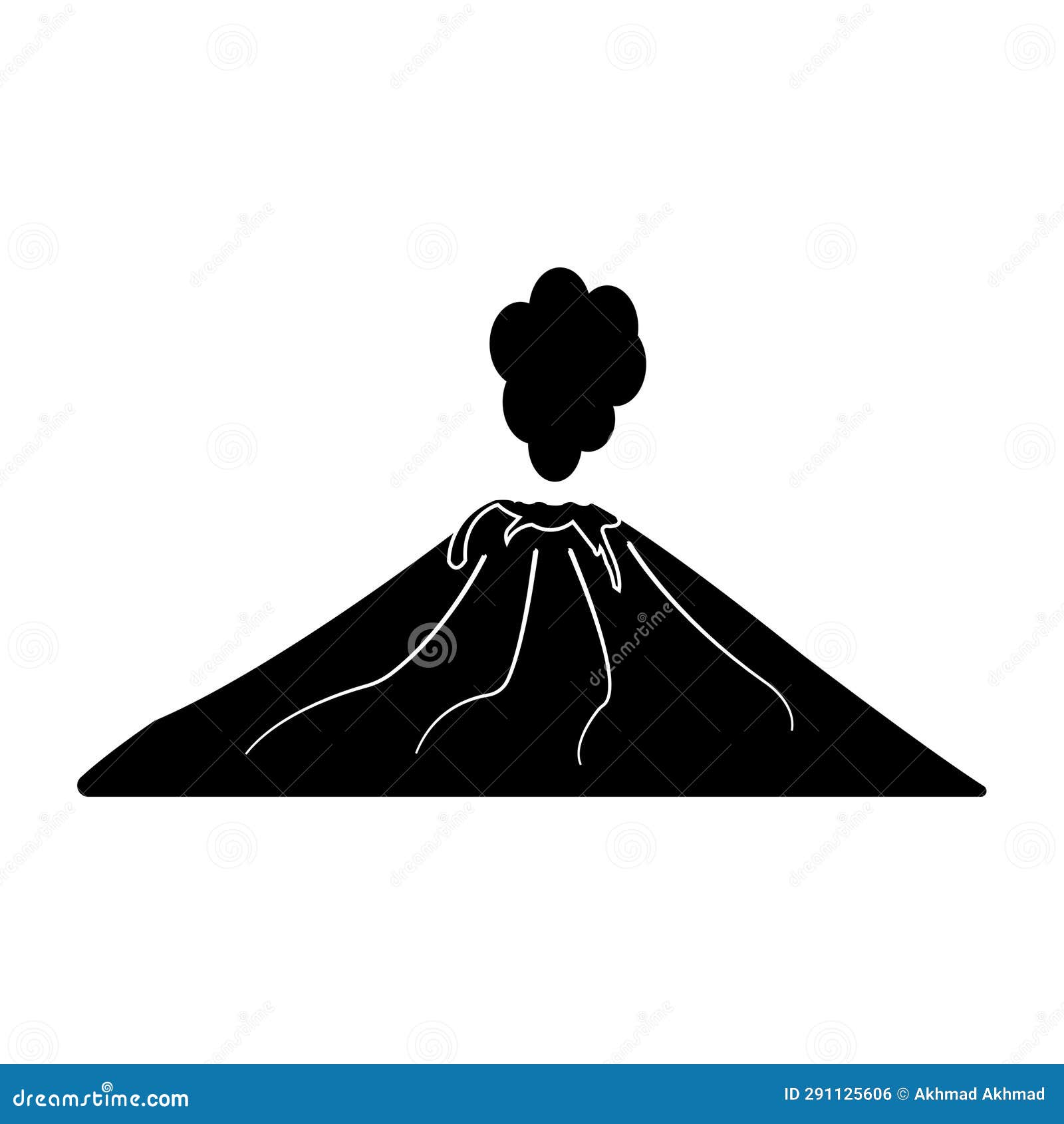 Erupting volcano icon stock vector. Illustration of hill - 291125606